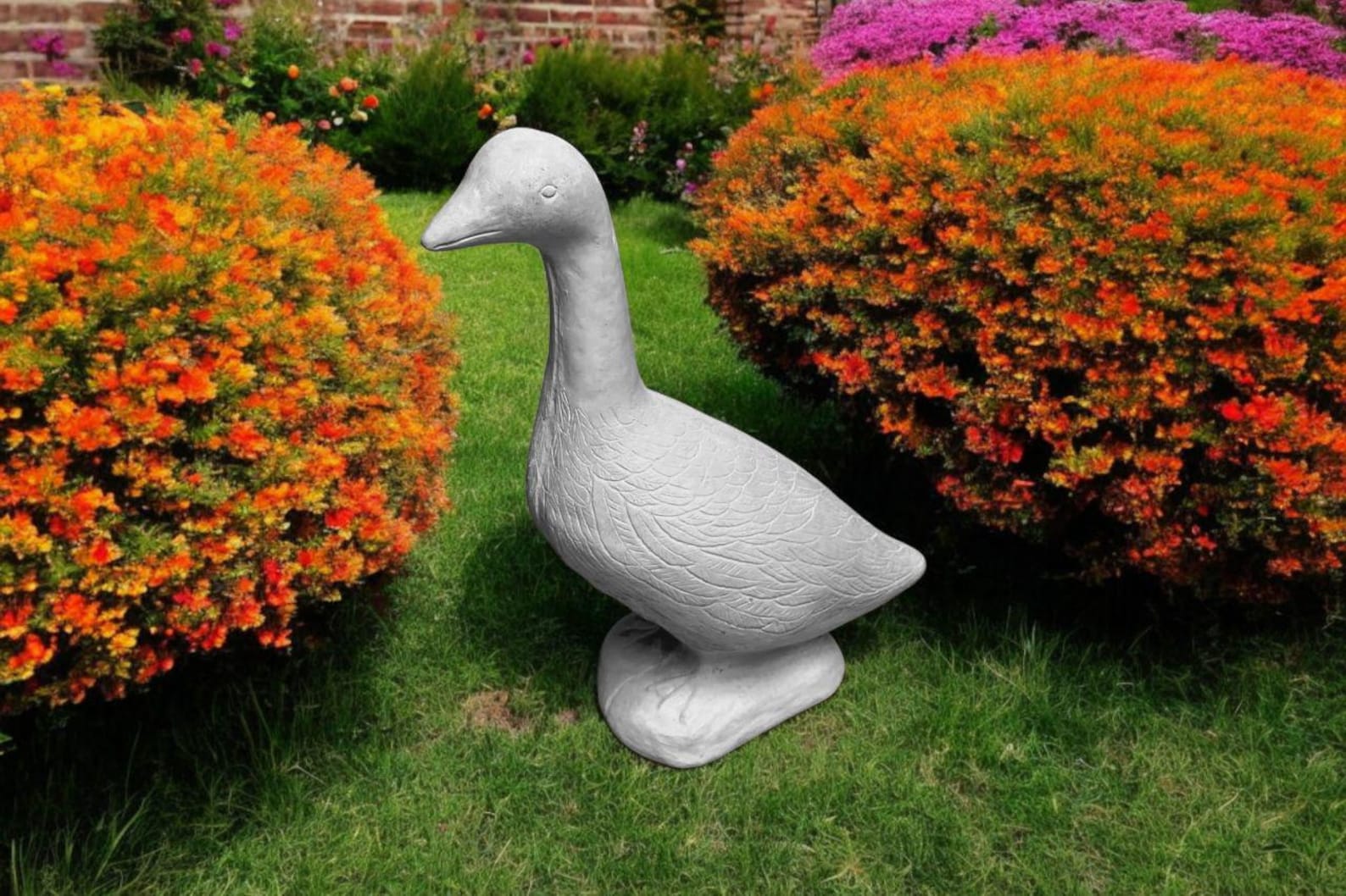 Cement Standing Goose Figure 23" Concrete Massive Farm Animal Sculpture ...