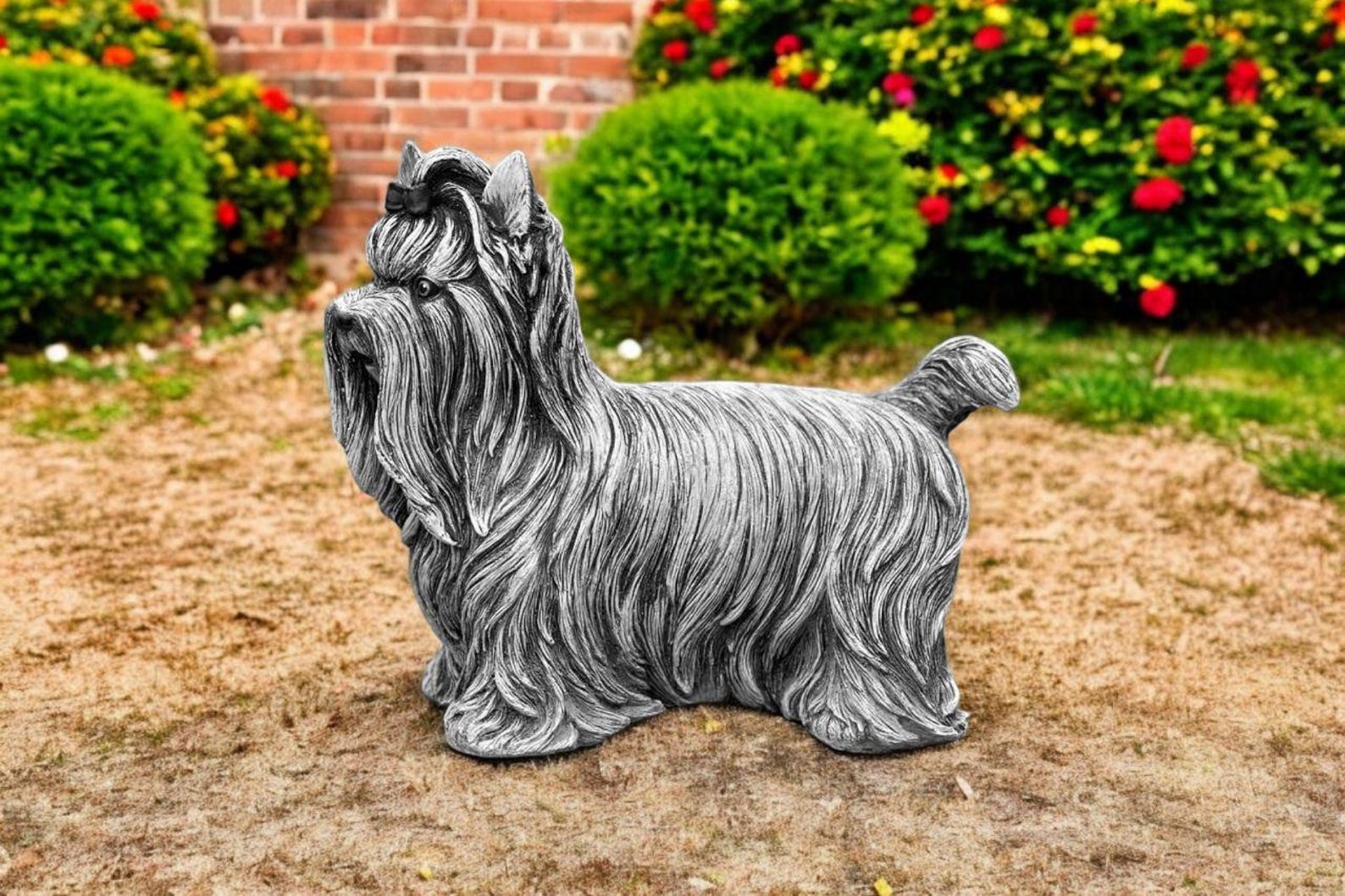 Yard Yorkshire Terrier Figure 10" Painted Standing Yorkie Statue ...