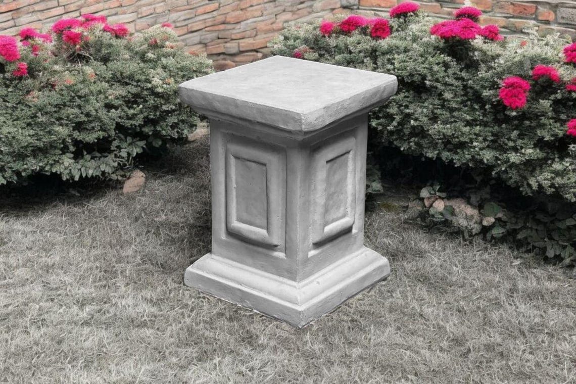 Concrete Tall Pedestal 14" Outside Stone Decoration, Lawn Ornament ...