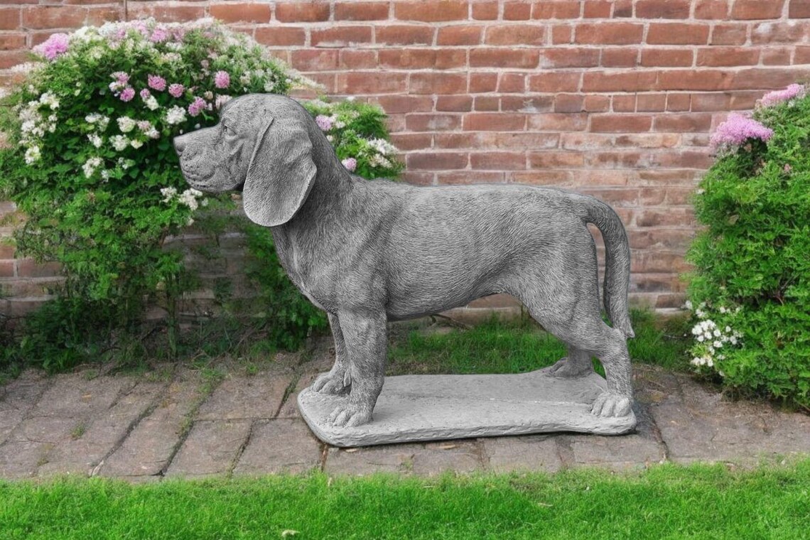Cement Beagle Dog Figure 16" Large Beagle Massive Sculpture, Concrete ...
