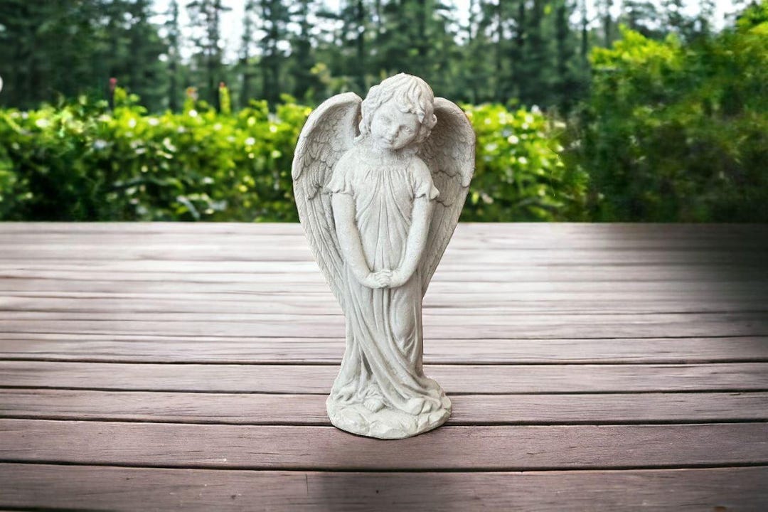 Stone Angel Child Statue 18" Concrete Child Memorial Sculpture ...