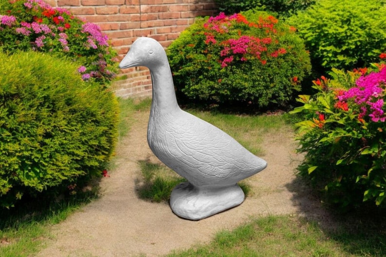 Cement Standing Goose Figure 23" Concrete Massive Farm Animal Sculpture ...
