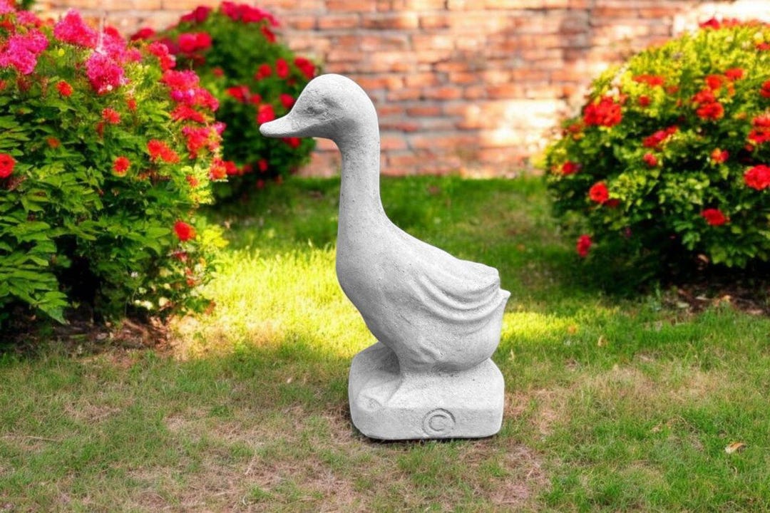Farm Goose Figure 11" Stone Goose, Farm Animal Decor, Goose Sculpture ...