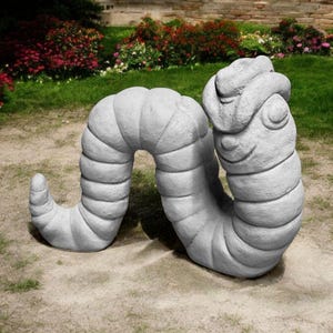 Cowboy Worm Sculpture 8" Detailed Stone Worm Statue, Concrete Animal ...
