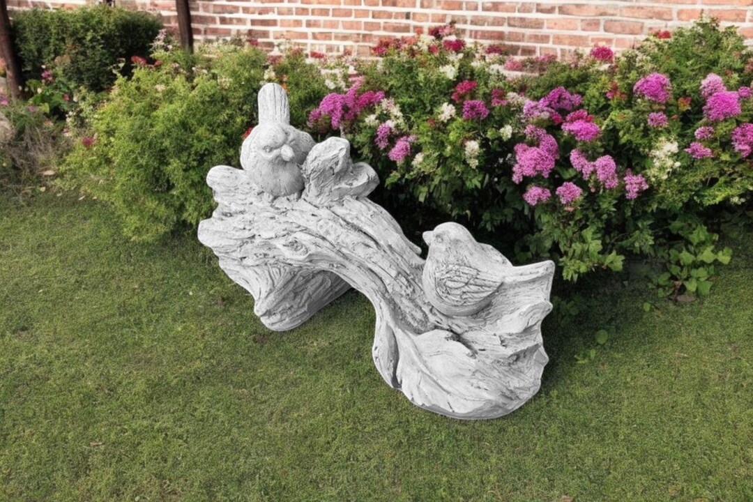 Concrete Birds Decoration 6" Two Birds on Branch, Yard Bird Decor ...