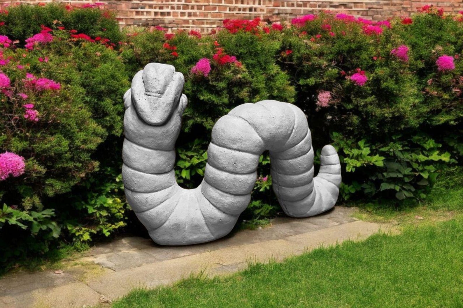 Cowboy Worm Sculpture 8" Detailed Stone Worm Statue, Concrete Animal ...
