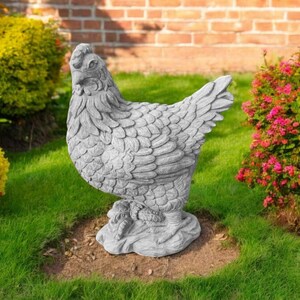 Farm Chicken Sculpture 15" Standing Chicken on Base Figure, Garden Farm ...
