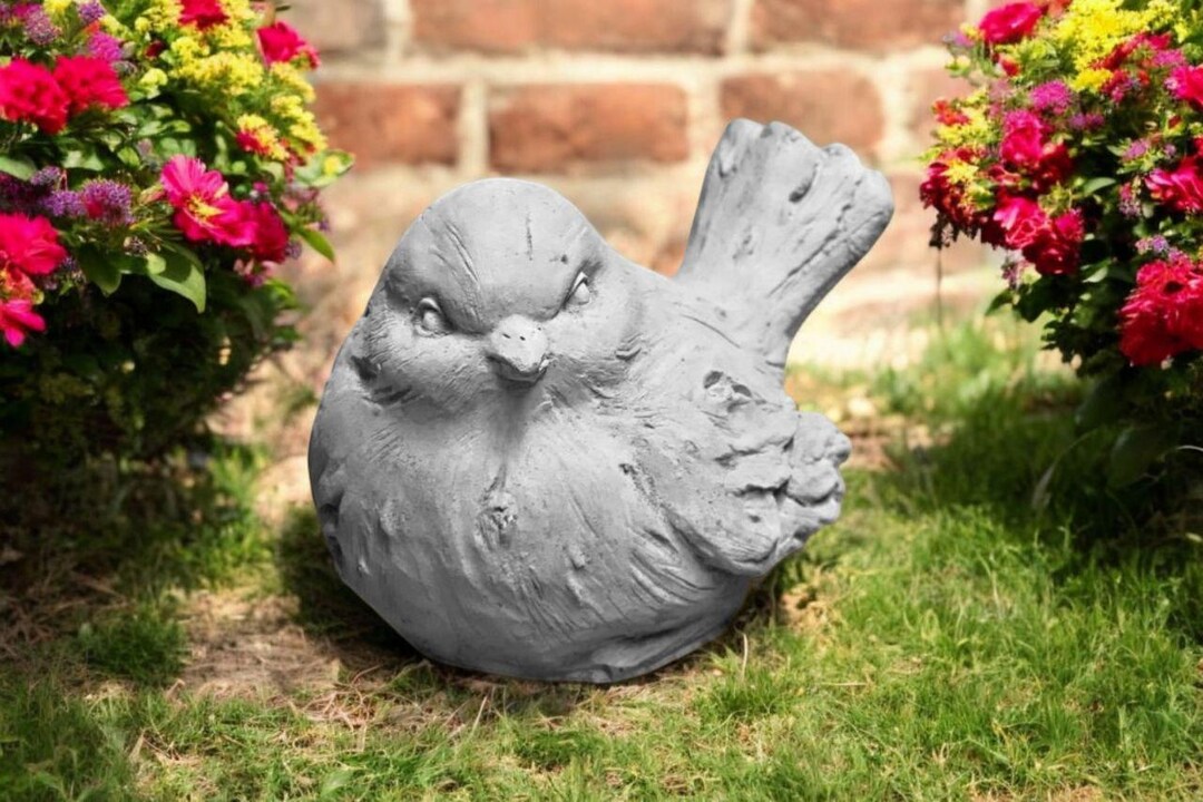 Concrete Bird Wooden Looking Figure 4" Outdoor Stone Bird Statue ...