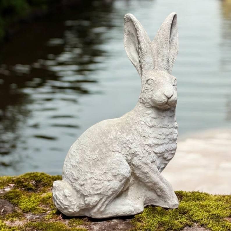 Stone Rabbit Sculpture 13" Garden Animal Decoration, Rabbit Lover Gift ...