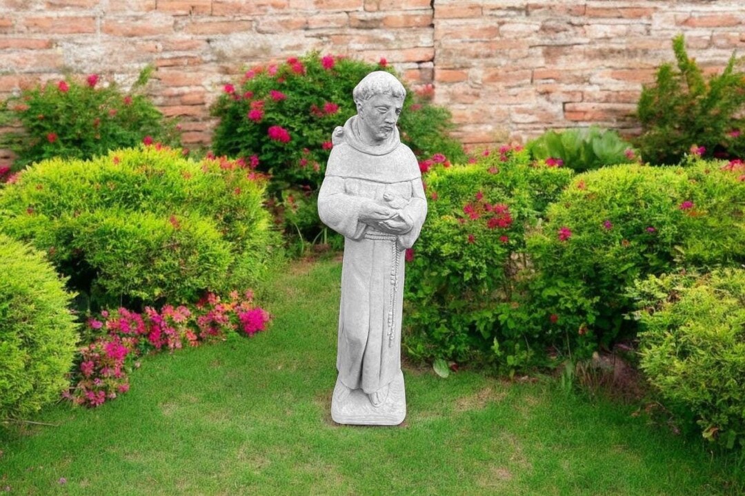 Standing Monk Sculpture 30" Concrete Man Monk, Large Man Figurine, Monk ...