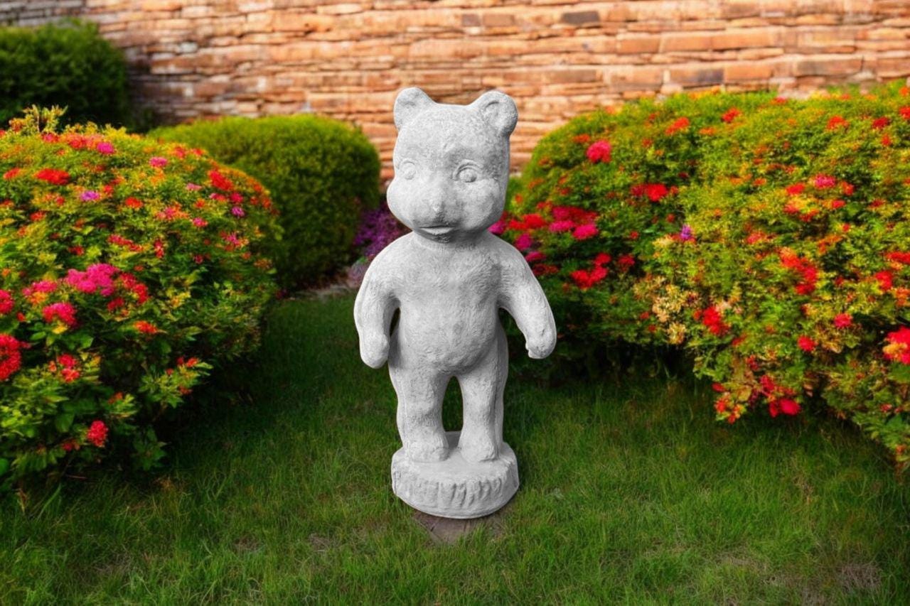 Standing Teddy Bear Sculpture 25" Wild Animal for Garden Figure, Cement ...