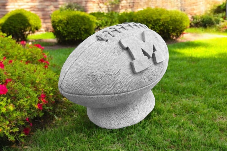 Michigan Football Ball Statue 5", Concrete Ball on Base Figure, Garden ...