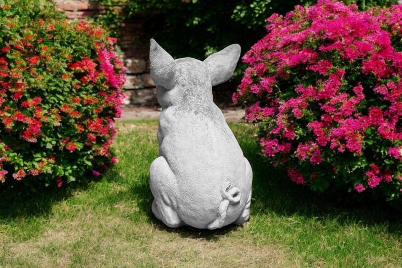 Concrete Wilbur Pig Sculpture 14" Sitting Pig Statue, Detailed Farm ...