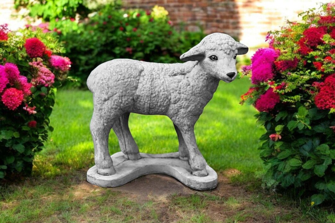 Standing Lamb Statue 12" Realistic Farm Animal Figure, Rustic Sheep ...