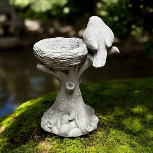 Two Birds Decoration 13" Concrete Bird Statue, Birds With Nest, Garden ...