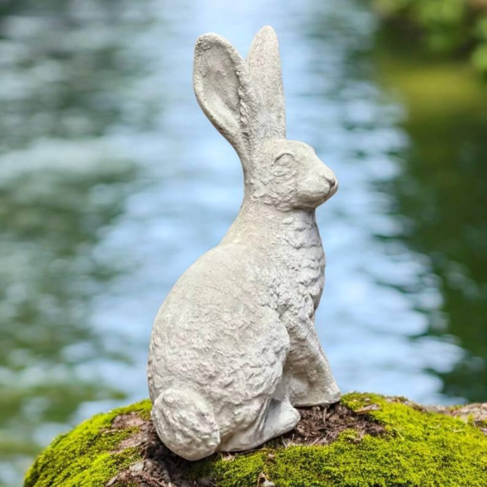 Stone Rabbit Sculpture 13" Garden Animal Decoration, Rabbit Lover Gift ...