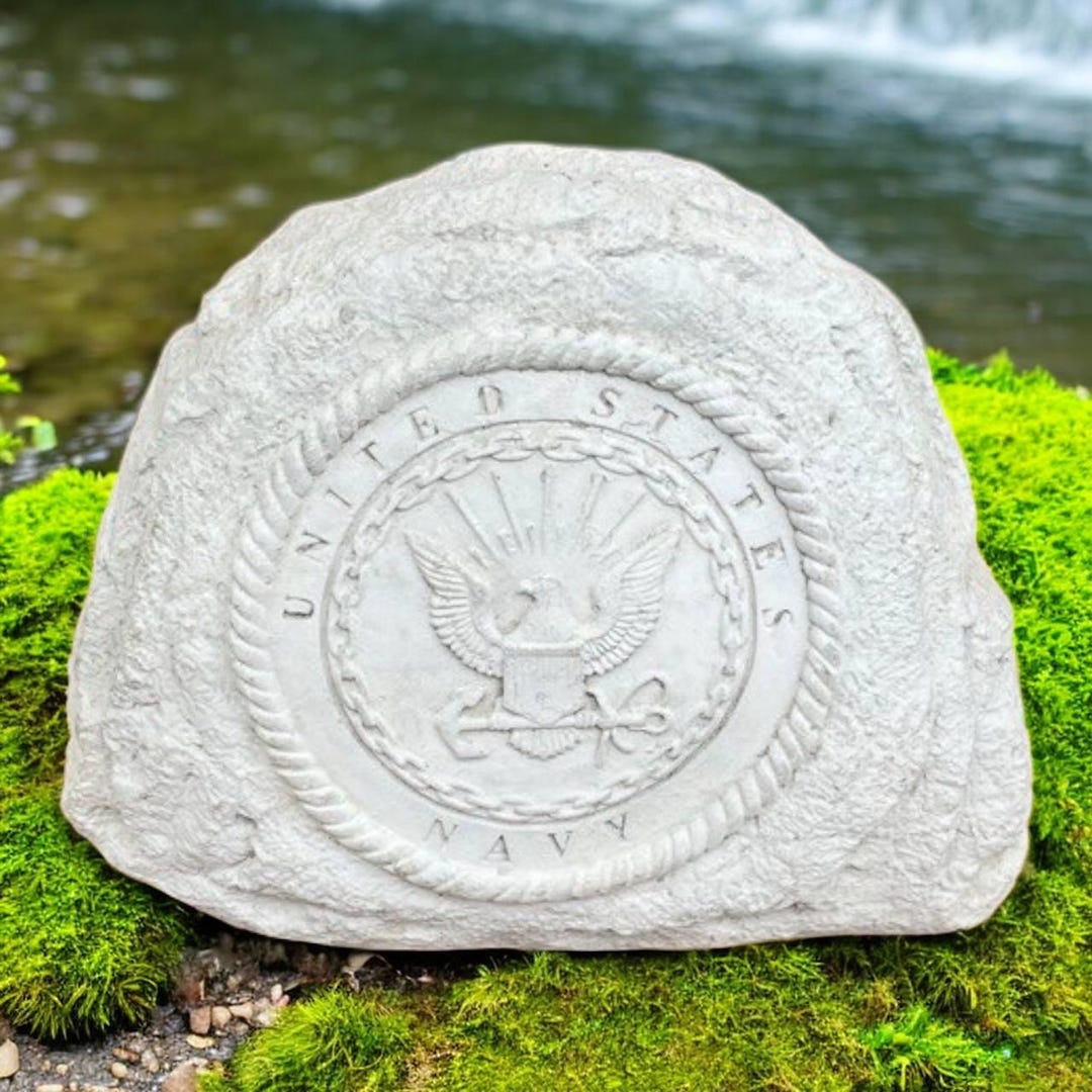 Stone Rock Statue 9" Navy Rock Sculpture, Beton Sign, Garden Decoration ...