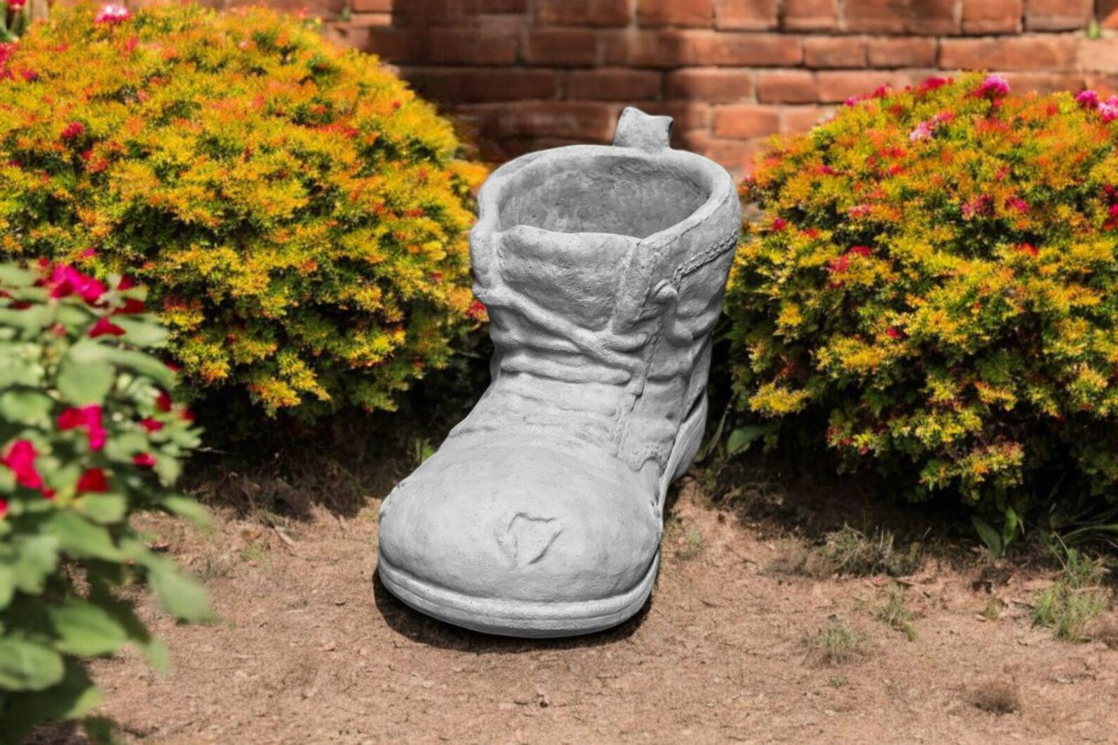 Yard Boot Planter Statue 8" Concrete Flowers Pot Figurine, Cement Old ...