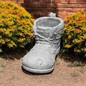 Yard Boot Planter Statue 8" Concrete Flowers Pot Figurine, Cement Old ...