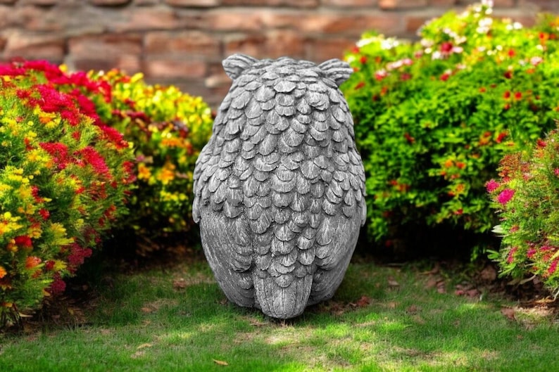 Garden Owl Sculpture 6" Outdoor Wild Bird Statue, Backyard Owl Figure ...