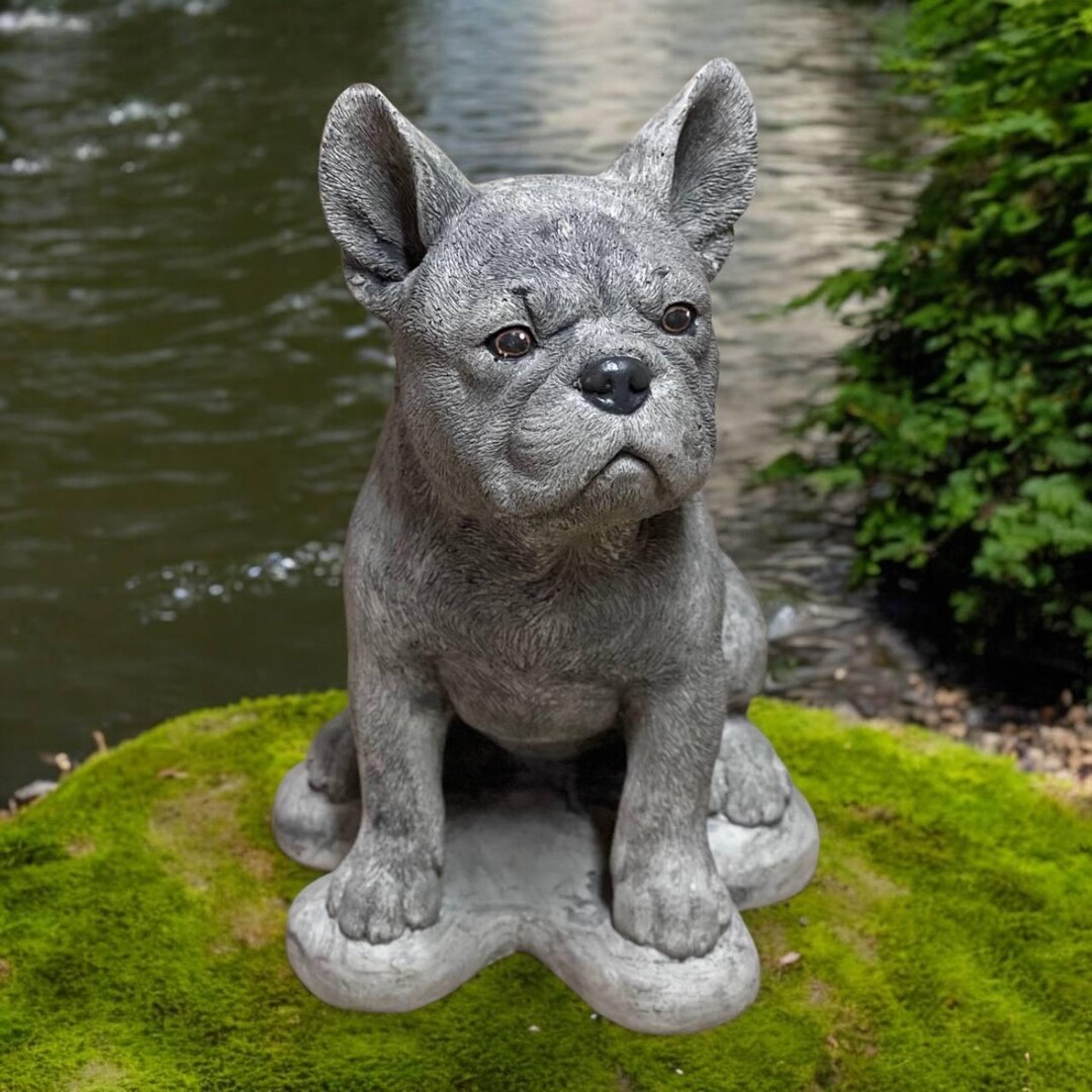 Detailed Bulldog Figure 12" Stone Pet Statue, Dog Memorial Gift ...