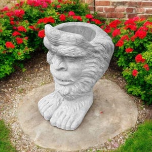 Stone Bigfoot Planter Figure 15" Cement Snowman Sculpture, Backyard ...