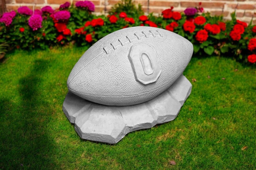 Soccer Ball on Base Statue 5", Garden Football Ball Figure, Cement Gift ...