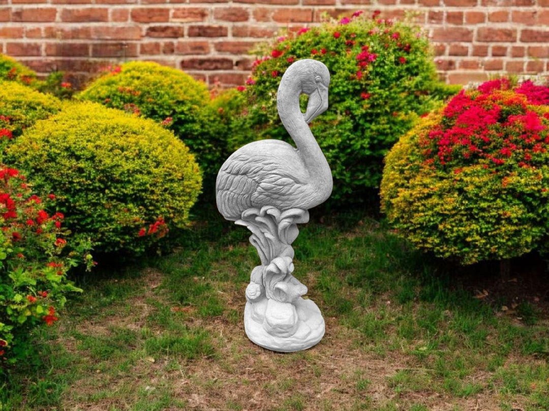 Flamingo Outdoor Statue 30" Garden Bird Decor, Lawn Flamingo Art ...