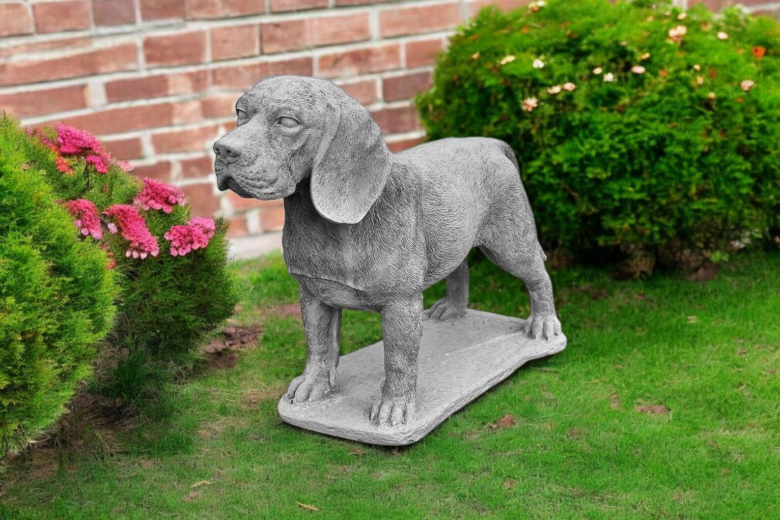 Cement Beagle Dog Figure 16" Large Beagle Massive Sculpture, Concrete ...