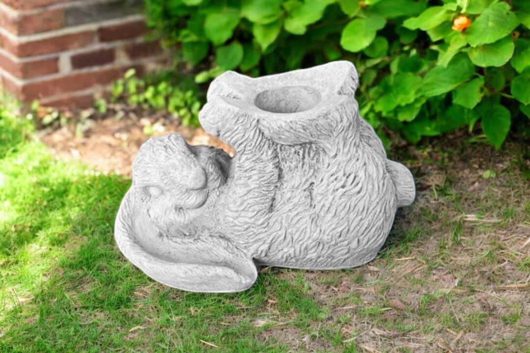 Laying Rabbit Planter Statue 8" Stone Lawn Flowers Pot Sculpture ...