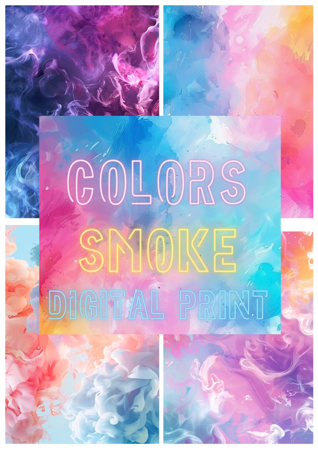 15 Pic of Colorful Smoke Digital Papers | JPG, Fiery Textures, Rainbow ...