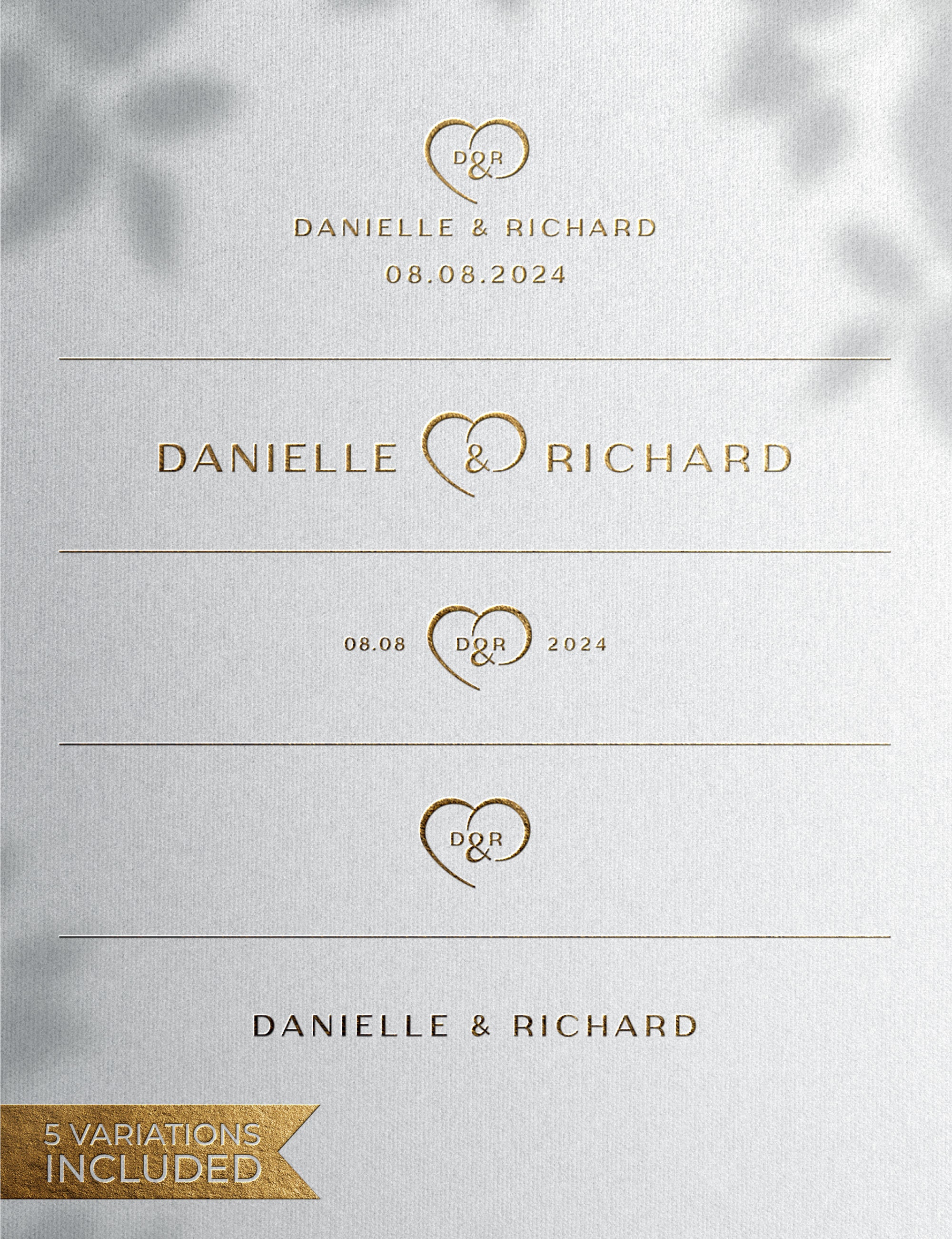 Wedding Logo + Gold Wedding Invitation Template. Couple Monogram Gold ...
