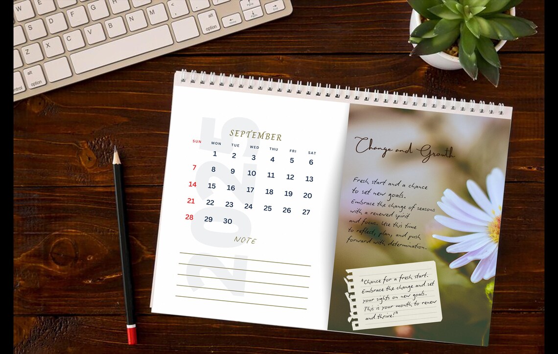 2025 PRINTABLE Calendar Encouragement Calendar Customizable Printable Calendar for Table or Book ...