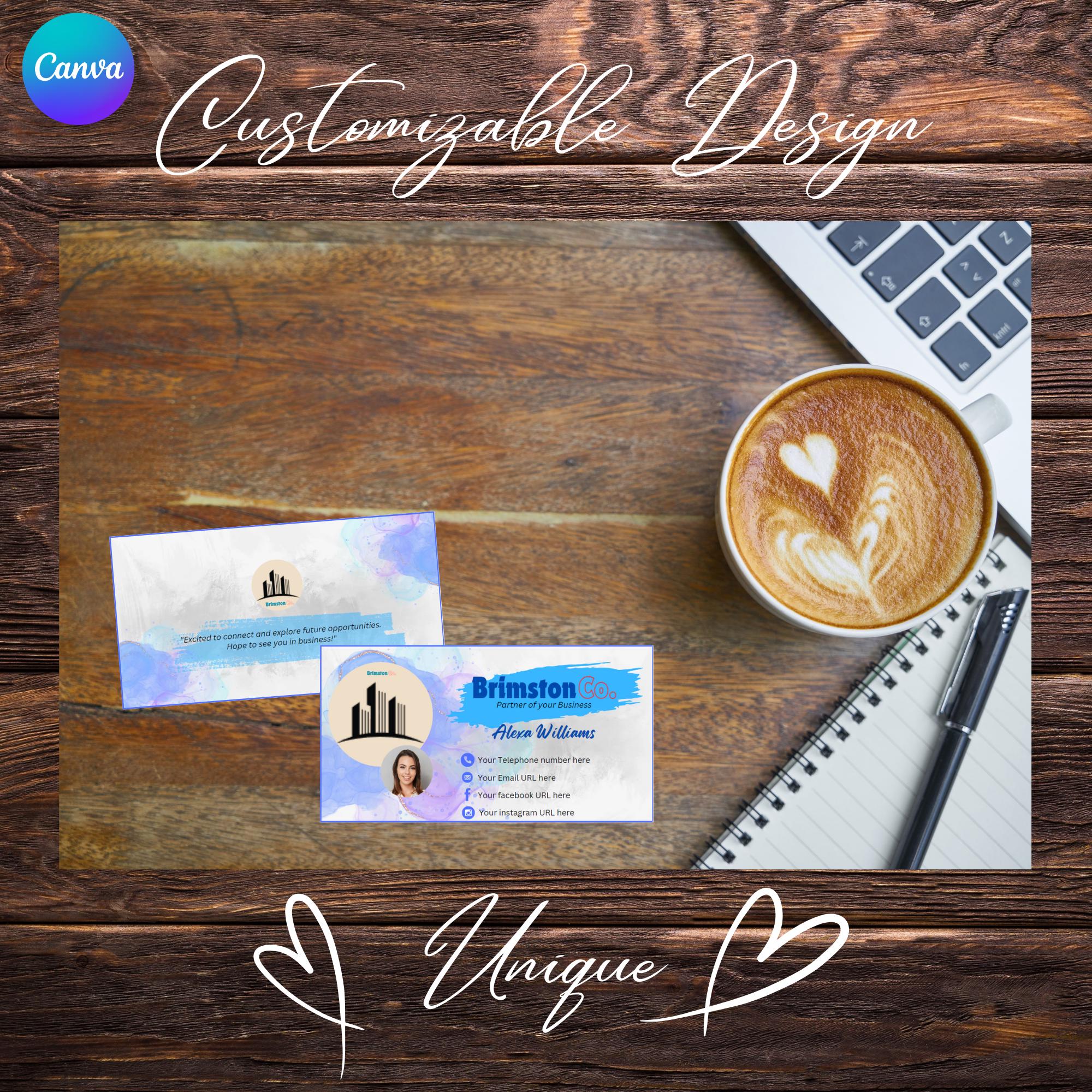 Business Card Template Editable With Dual Photos, Includes a Printing ...