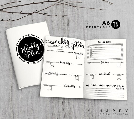 Paper Traveler's Notebook A6 Size To Do List Inserts Calendars ...
