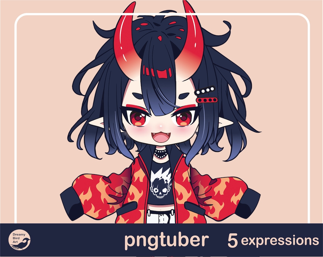 Pngtuber Model - Premade Pngtuber Avatar - Chibi Succubus Pngtuber ...