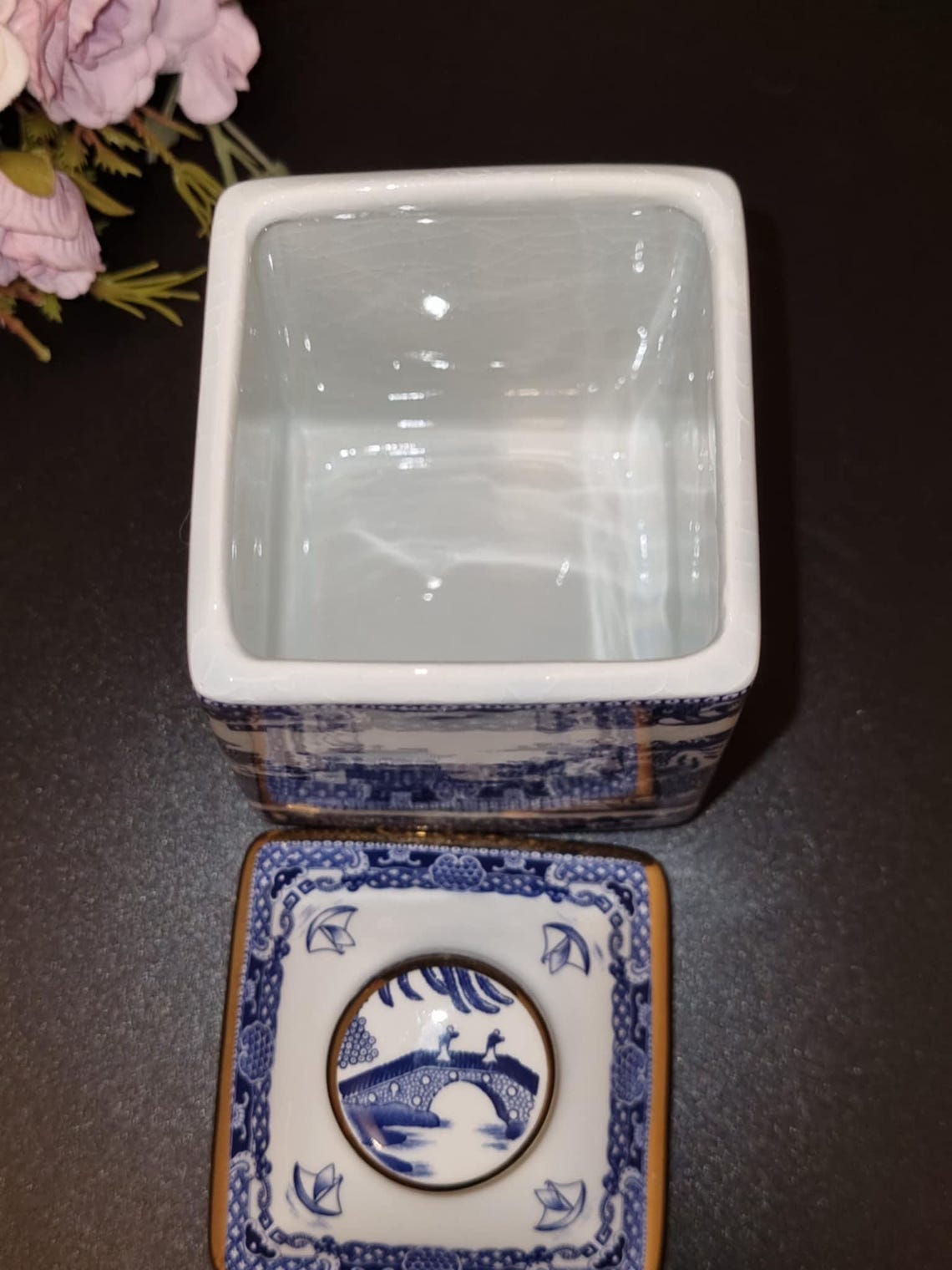 Ringtons Tea Caddy Blue & White Willow Pattern by Wade Ceramics - Etsy