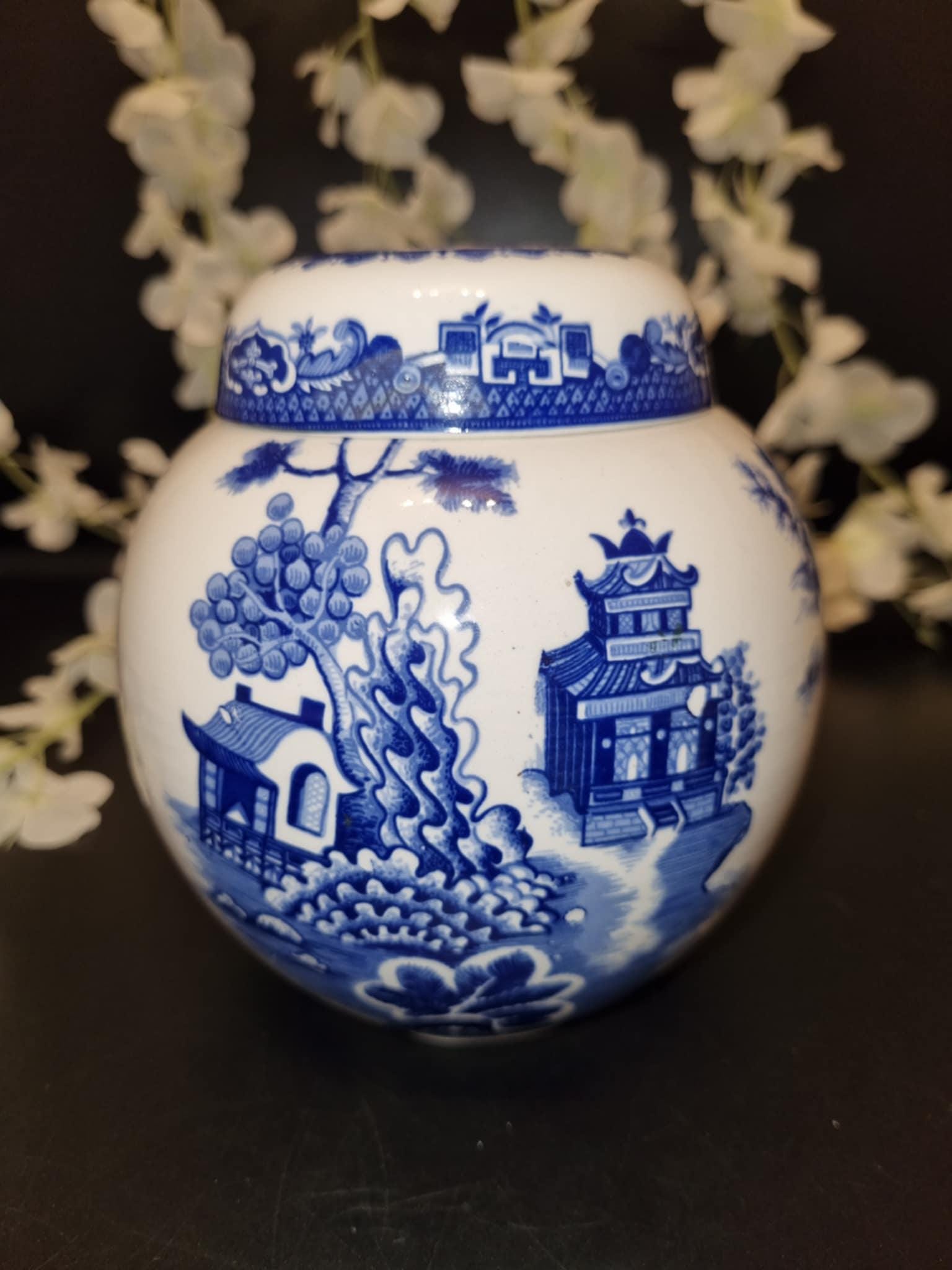 Royal Cauldon Blue and White Vintage Ginger Jar - Porcelain Storage Jar ...