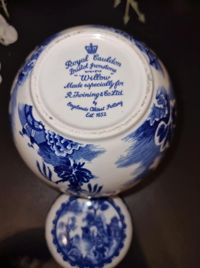 Royal Cauldon Blue and White Vintage Ginger Jar - Porcelain Storage Jar ...