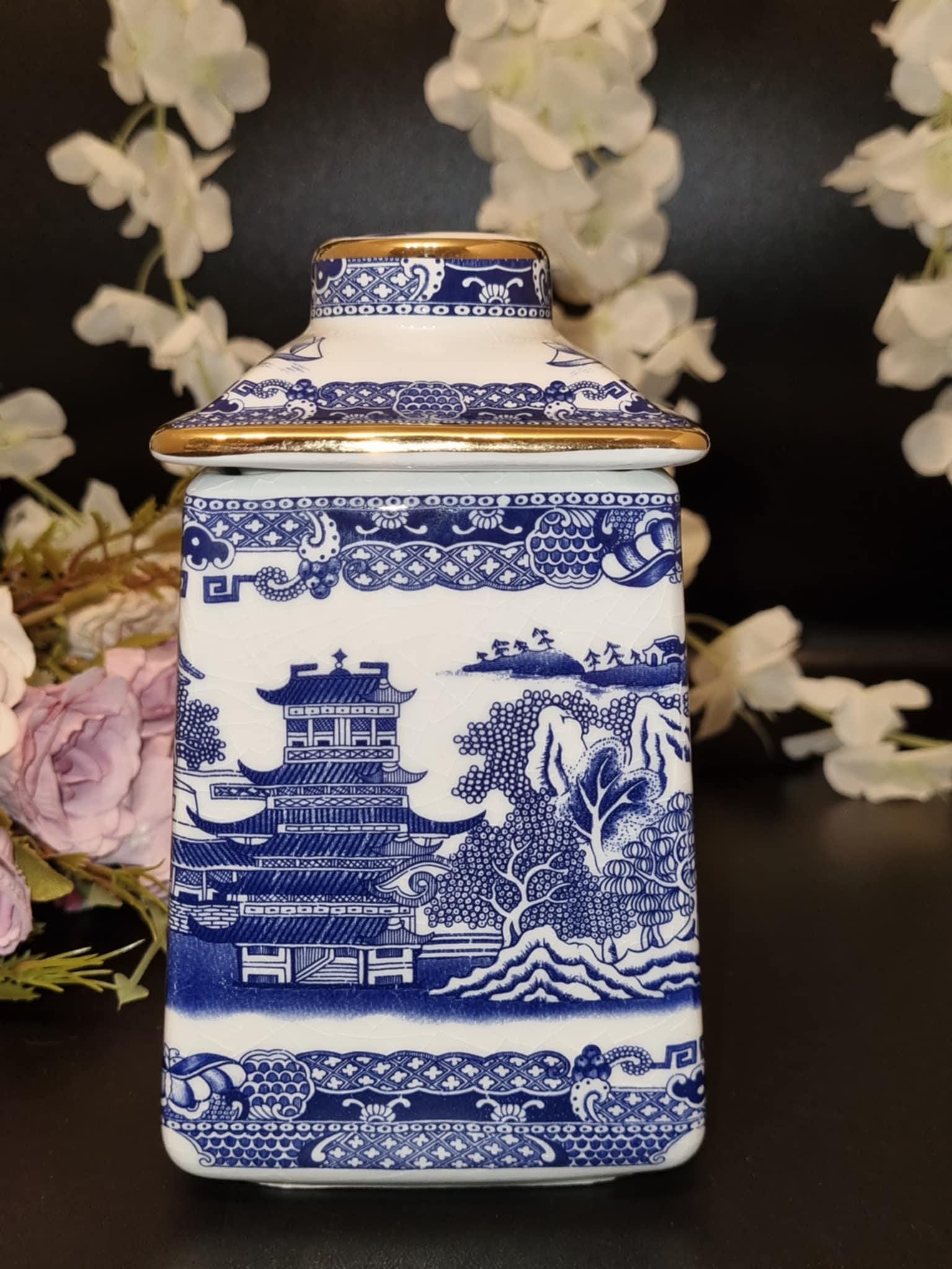 Ringtons Tea Caddy Blue & White Willow Pattern by Wade Ceramics - Etsy