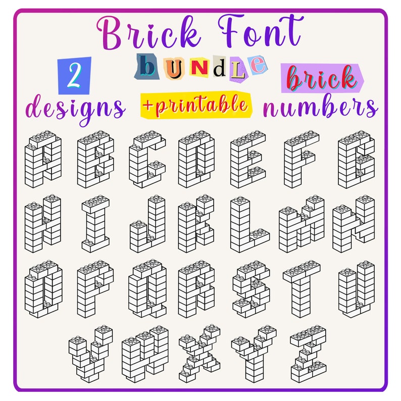 Brick Alphabet and Number, Building Font Svg Files for Cricut and ...