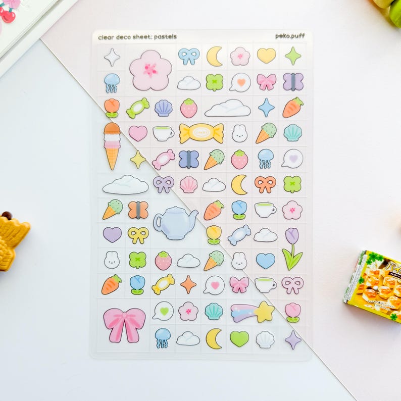 Block Pastel Themed Clear Matte Waterproof Deco Sticker Sheet - Etsy