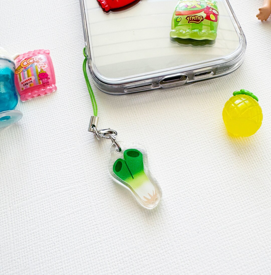 Green Onion Leek Acrylic Phone Charm Keychain With Double Sided Epoxy ...