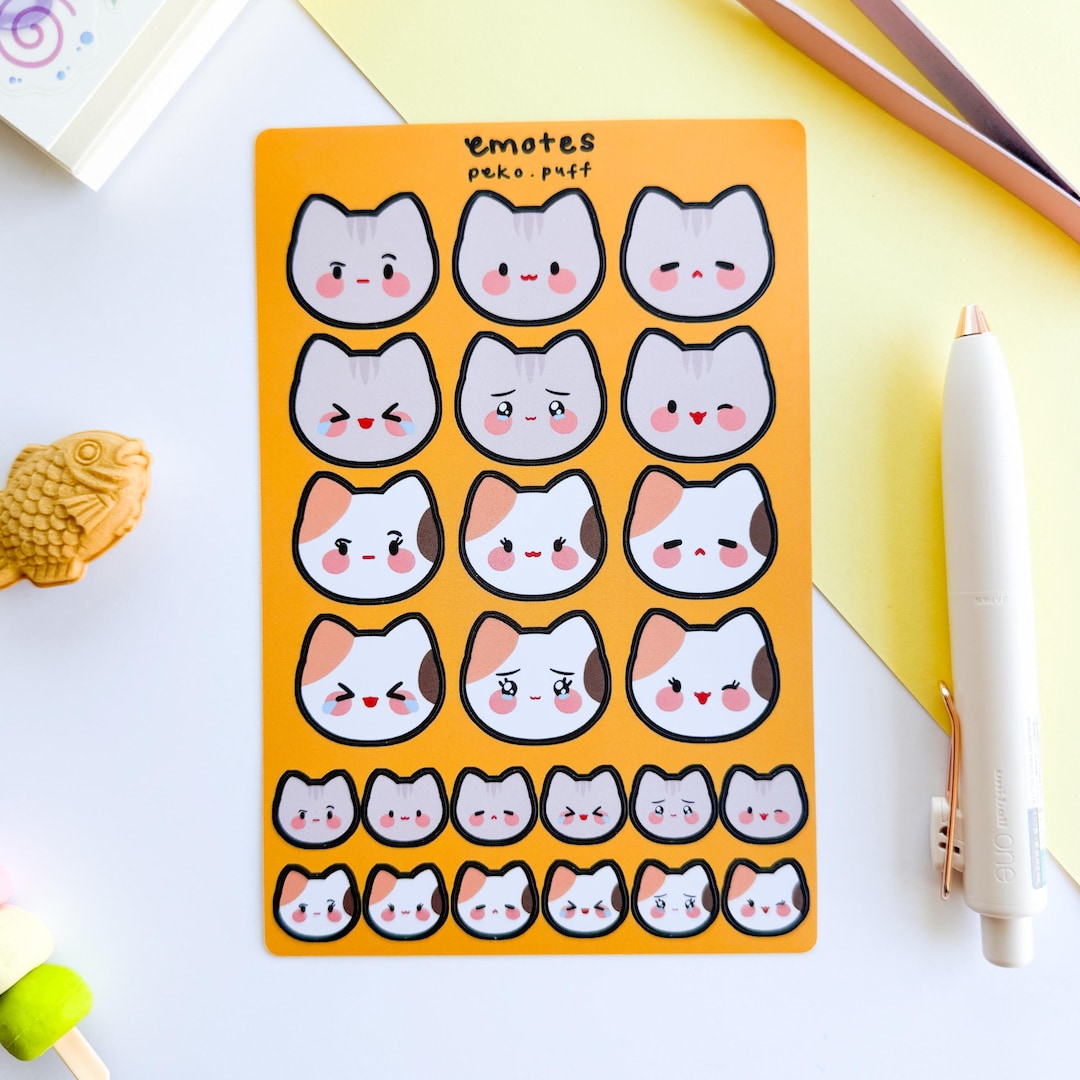 Cute Cat Emotes Matte Waterproof Deco Sticker Sheet - Etsy