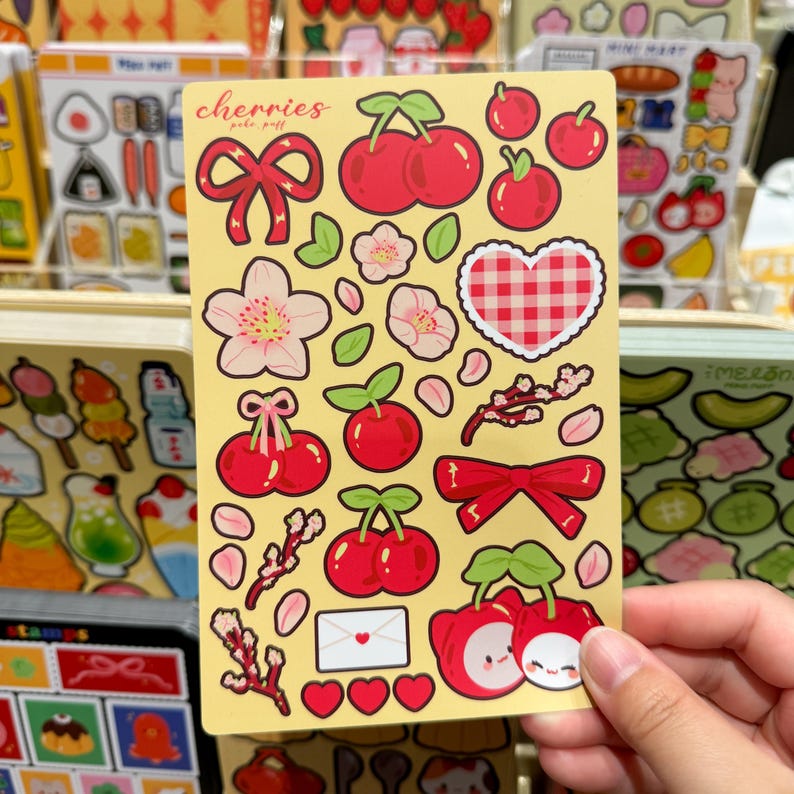 Cherry Matte Waterproof Deco Sticker Sheet - Etsy