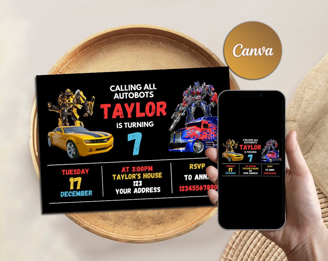 Transformers Party Printable Invite, Rescue Bots Birthday Invitation ...