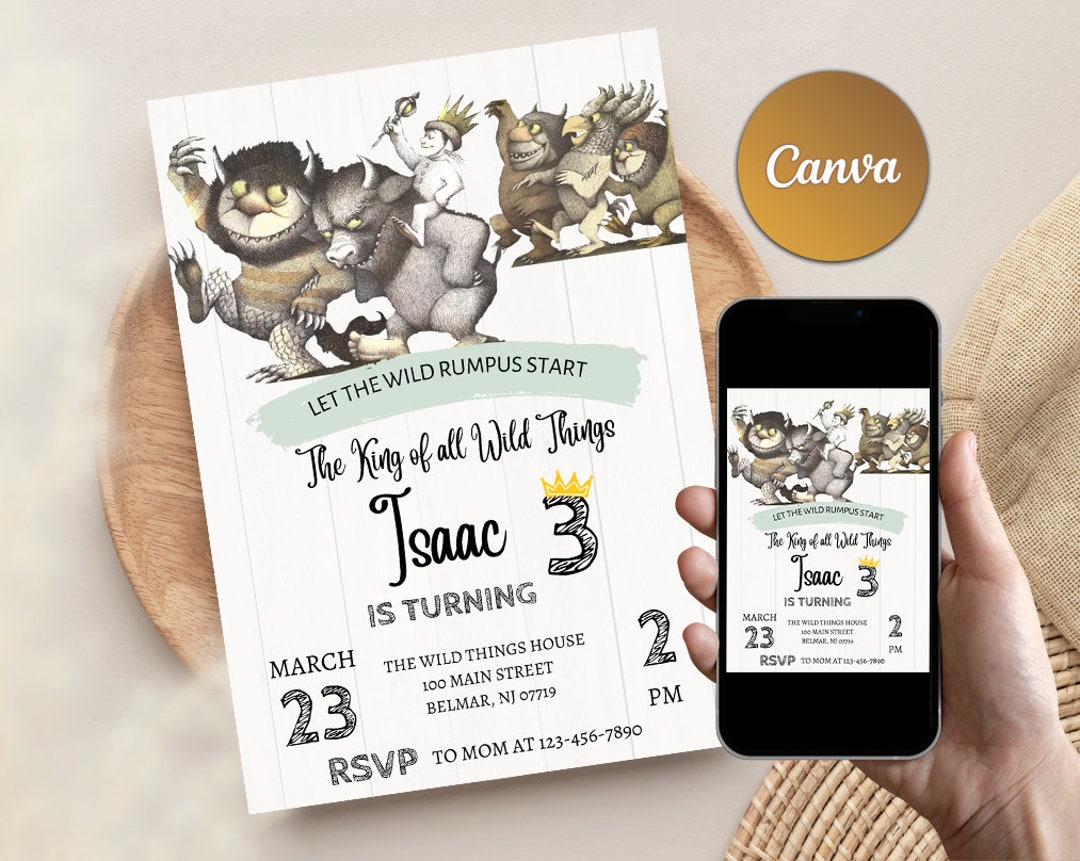 Where the Wild Things Are Invitation Wild One Invitation Where the Wild ...