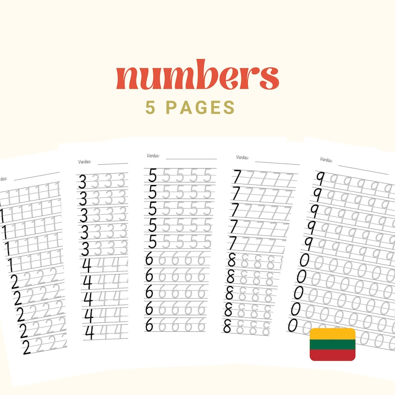 Lithuanian Tracing Book, Printable Alphabet, Numbers, Shapes, Animals ...