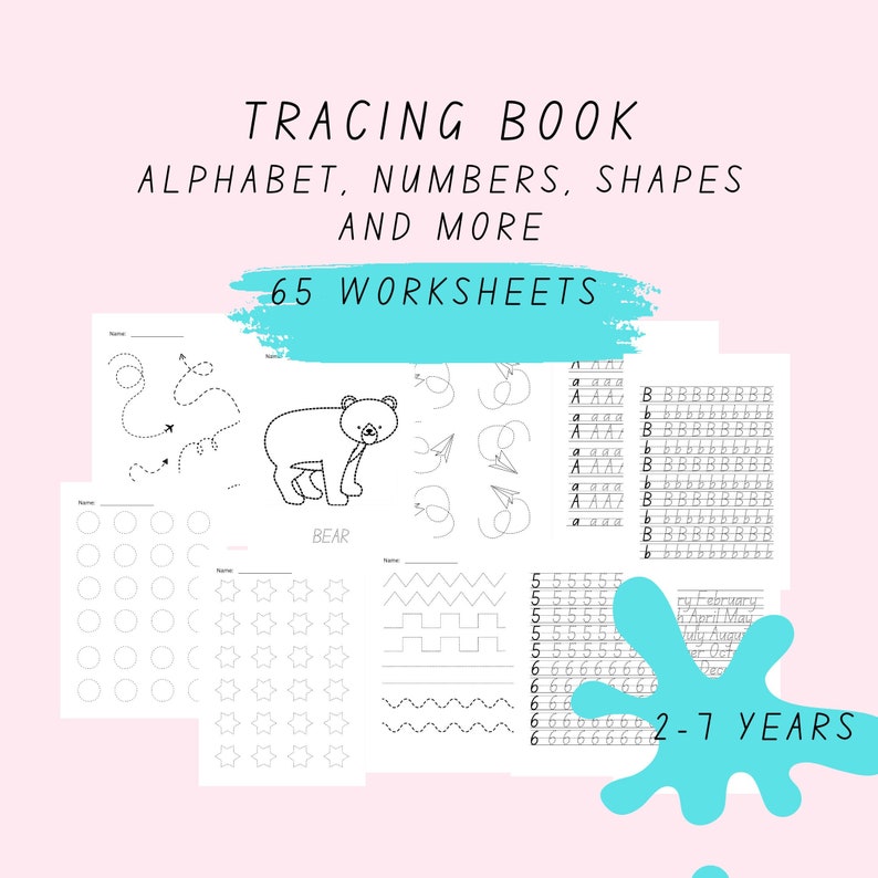 Preschool Tracing Book, Printable Alphabet, Numbers, Shapes, Animals ...