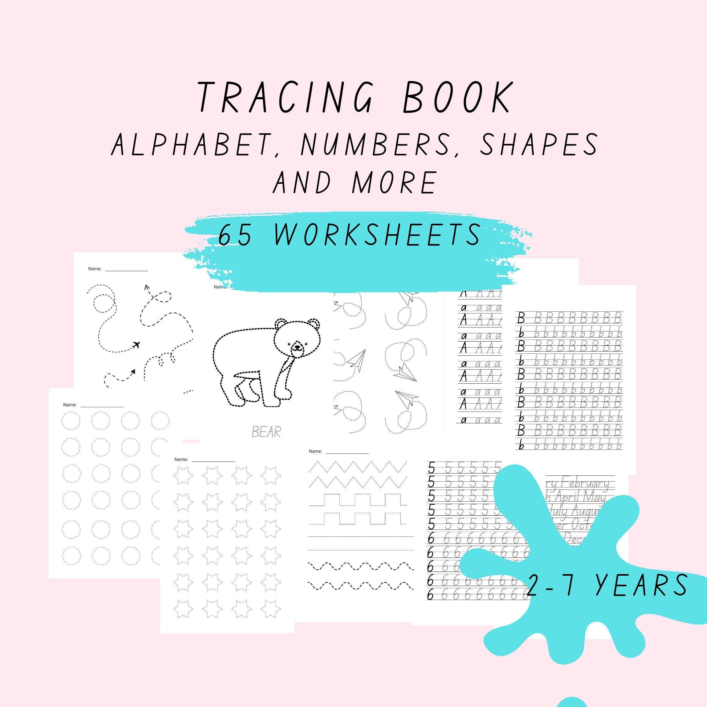Preschool Tracing Book, Printable Alphabet, Numbers, Shapes, Animals ...